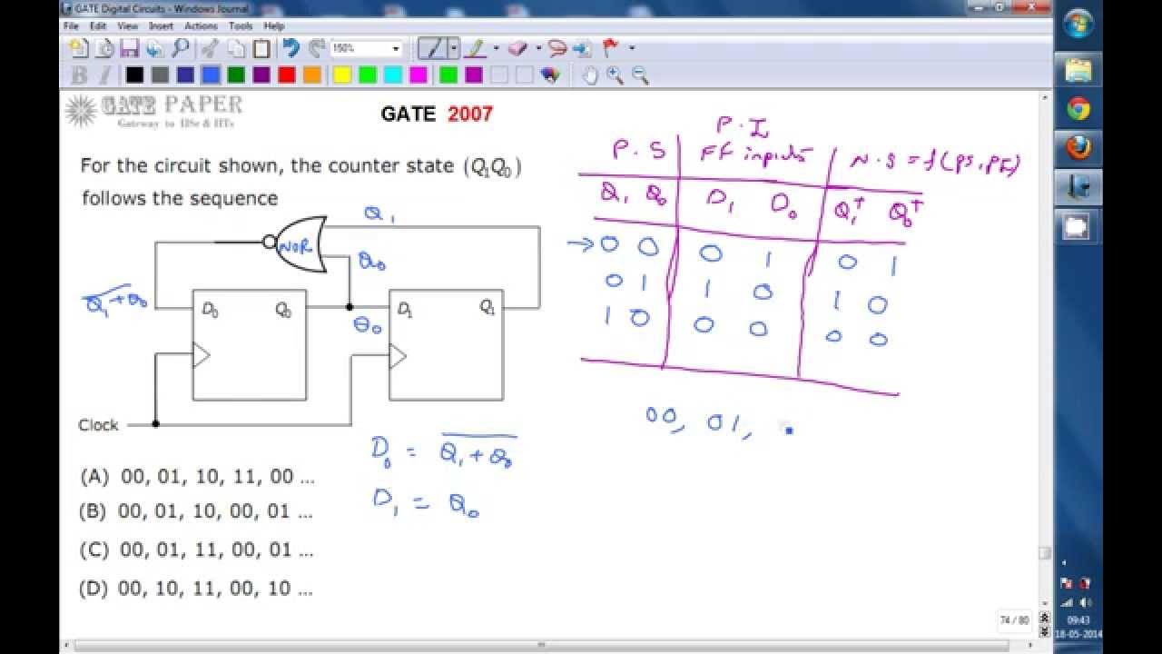 GATE 2007 ECE Output sequence of sequential circuit using D flip flops - YouTube