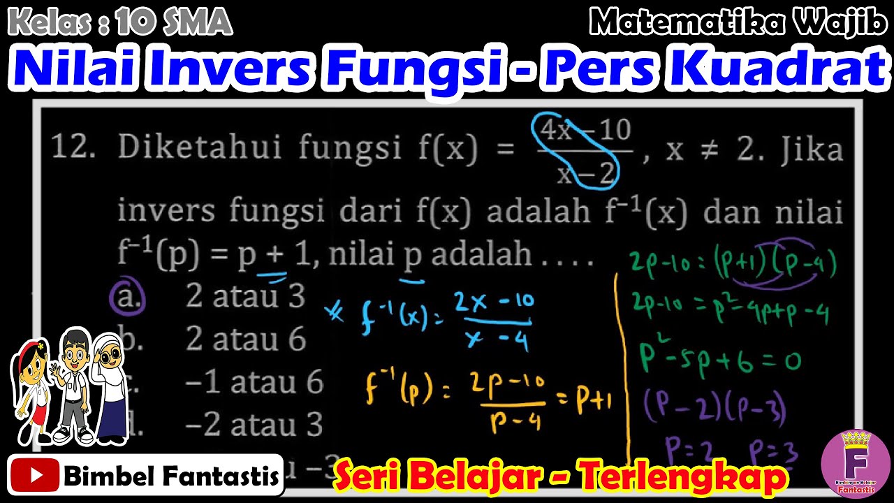 Nilai Invers Fungsi - Persamaan Kuadrat || Seri Belajar || No 12 ...