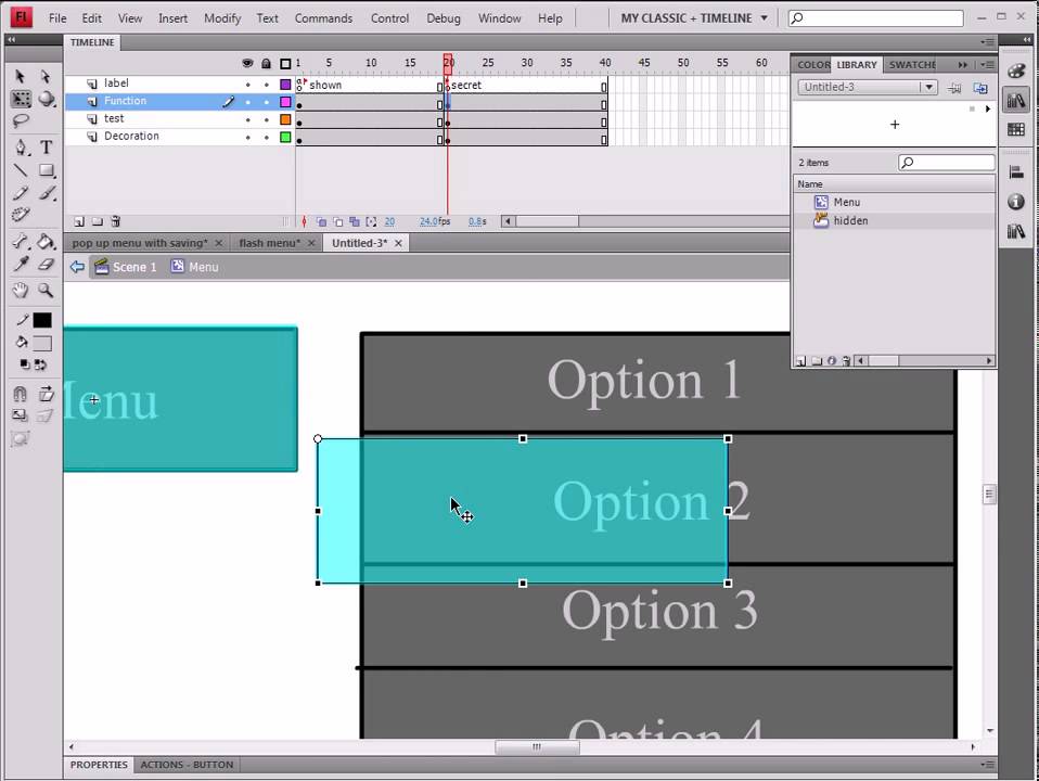 tutorial: how to make a menu in Flash. - YouTube