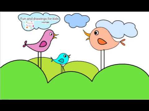 How To Draw Birds In A Tree For Kids - YouTube