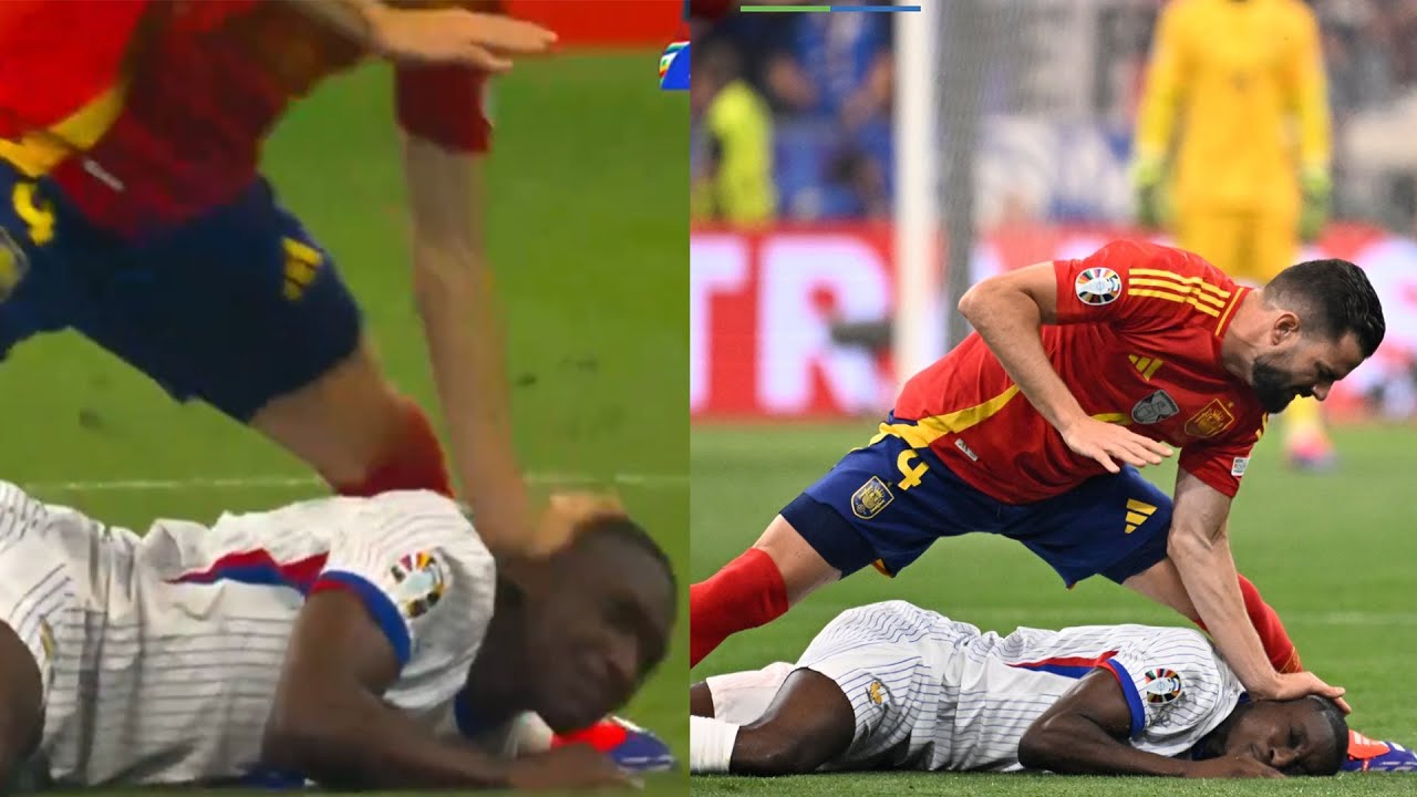 Nacho hits kolo muani to the ground😨🔥| Spain Vs France 🔥 - YouTube