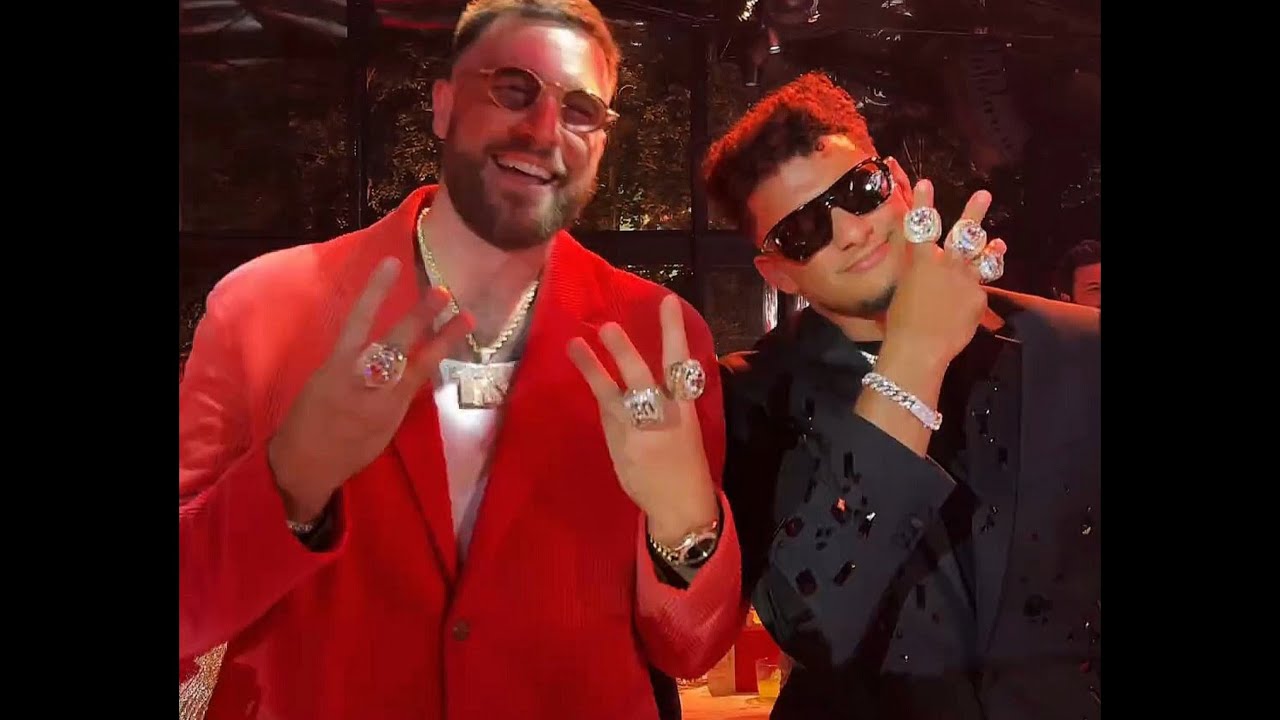 Travis Kelce and Patrick Mahomes and 3rd Superbowl Rings party - YouTube