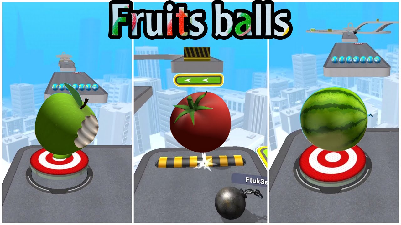 Going balls playing with fruits balls - apple 🍏🍎+ watermelon 🍉+ tomato ...