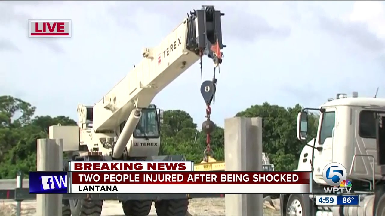 2 shocked after crane hits power line in Lantana - YouTube