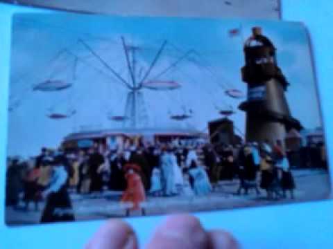 TWO NICE EDWARDIAN ERA POSTCARDS of FAIRGROUND RIDES and YAWNING LION ...