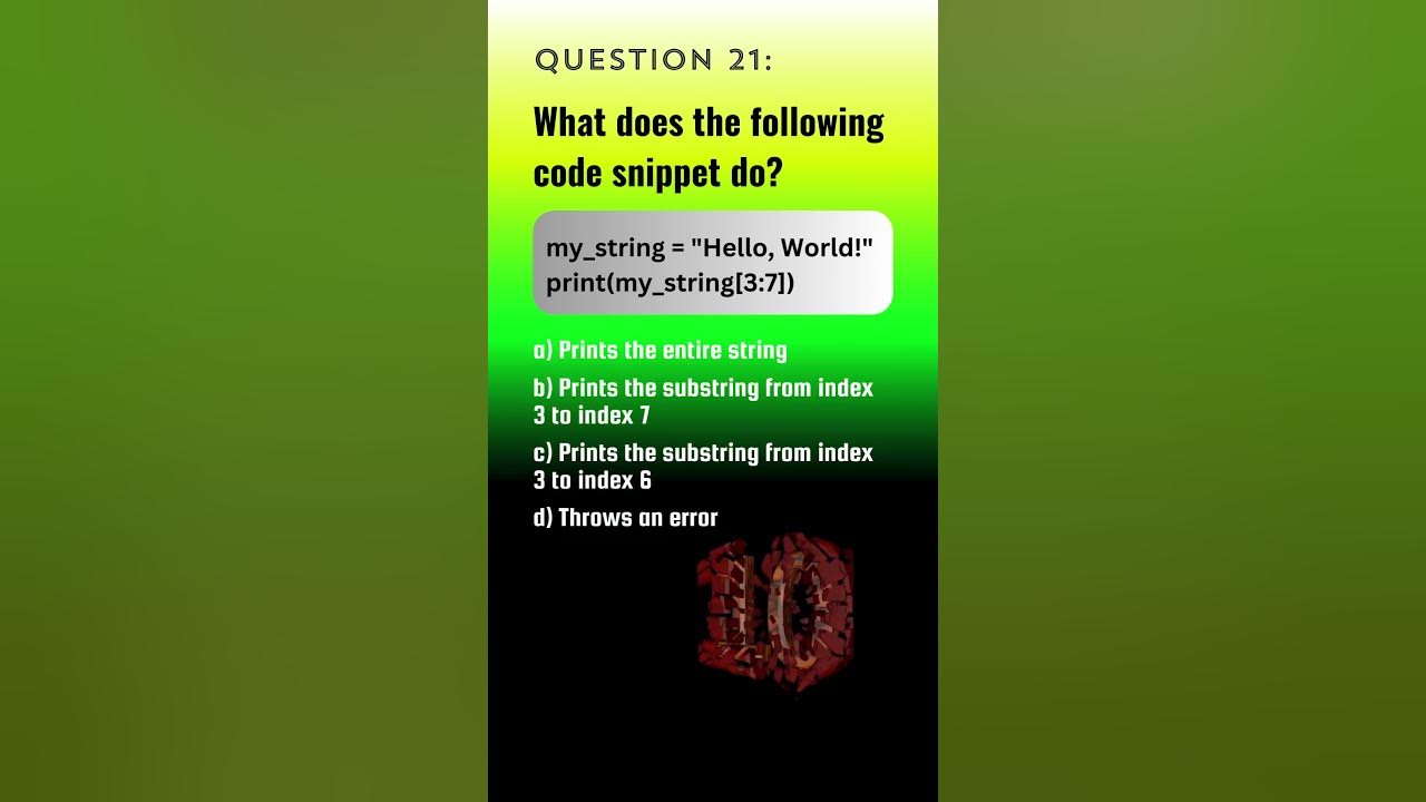 Python Qn 21 Python Questions And Answers Tech Ns Arena Programmingquiz Youtube