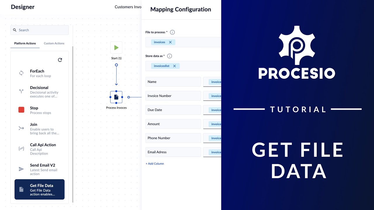PROCESIO Tutorial Get File Data Action - YouTube