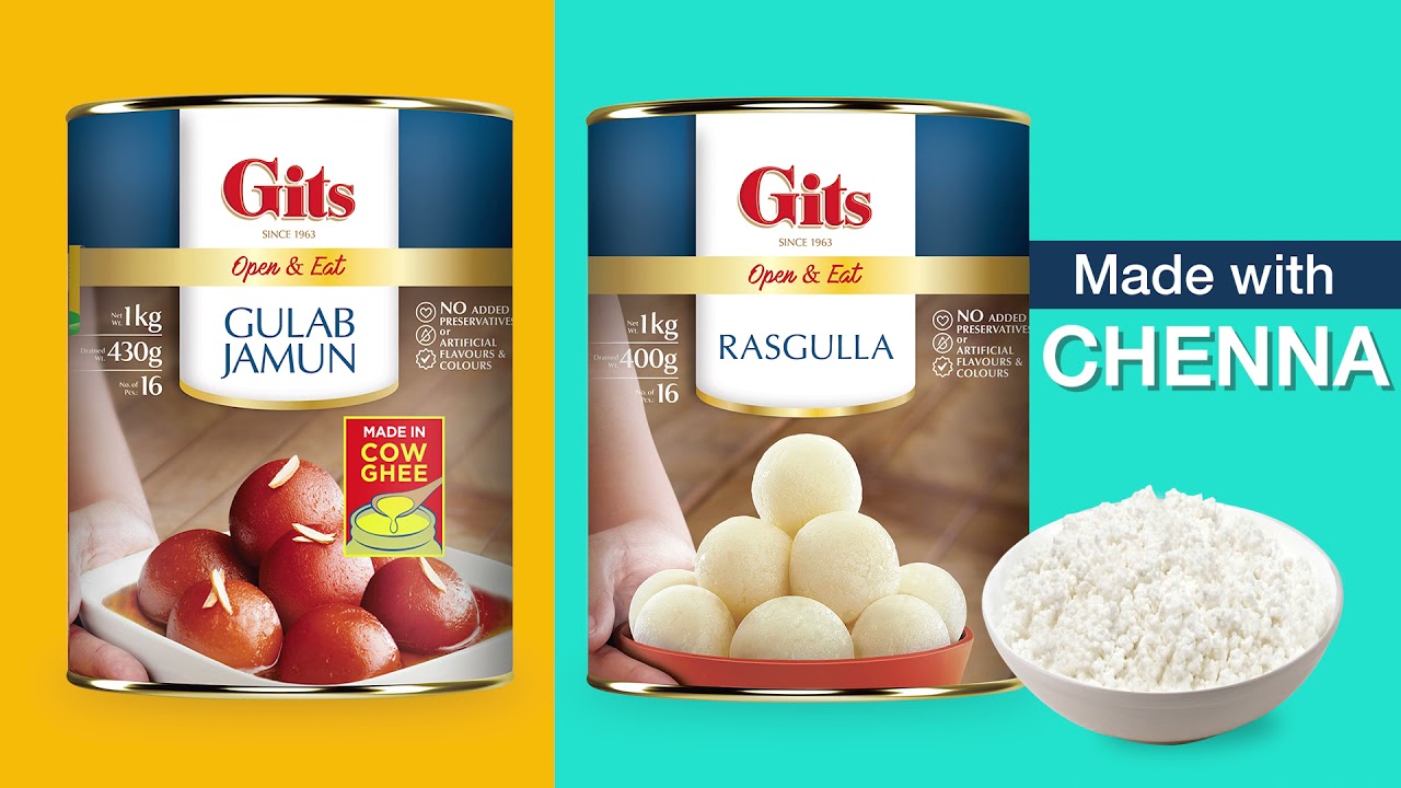 Gits Gulab Jamun (Made in Cow Ghee) & Rasgulla (Made with Chenna) - YouTube