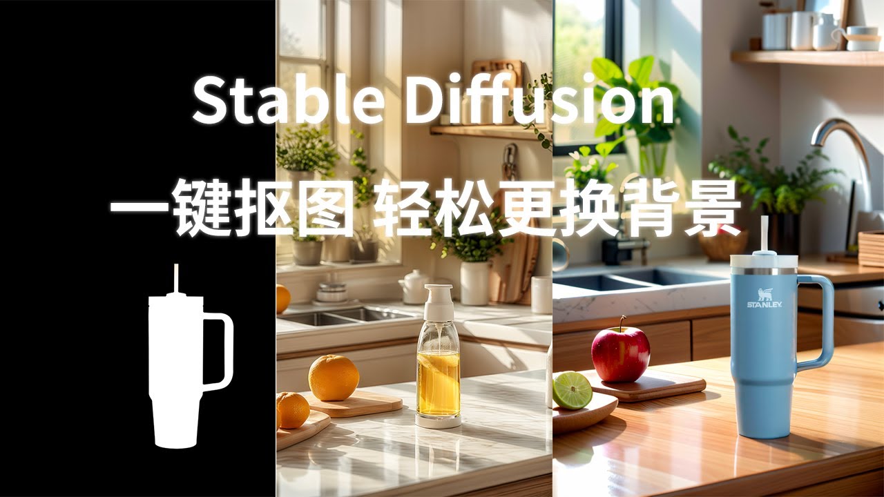 Stable Diffusion 电商神器 5 分钟搞定 人物 一键抠图，巧用蒙版 轻松更换背景！Canny、softedge、Inpaint ...