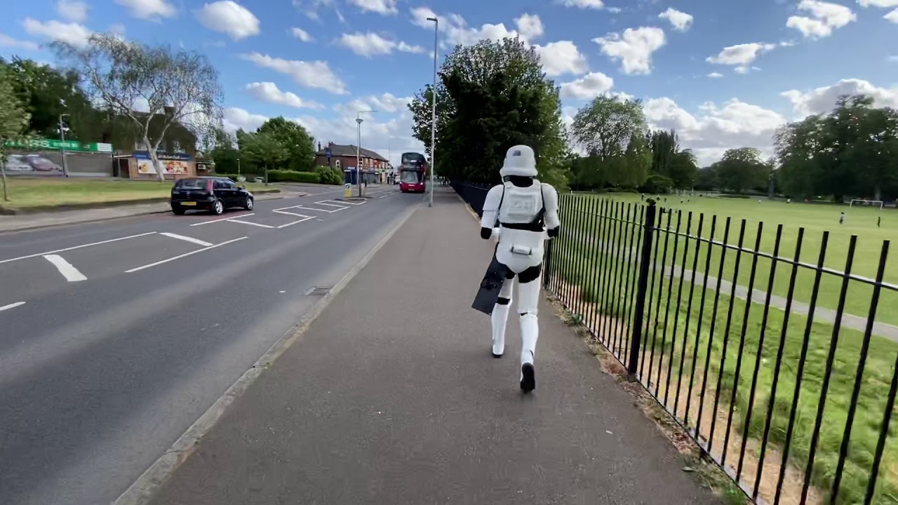 Storm trooper going for a walk :) - YouTube