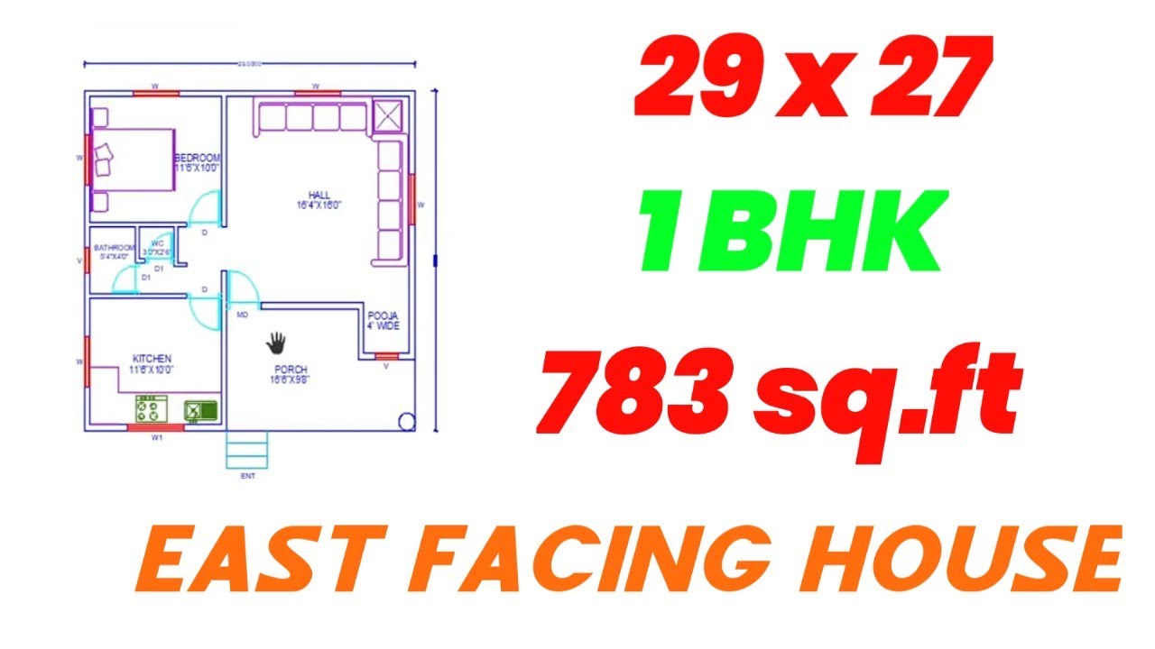 1BHK 29X27 EASTFACE HOUSE PLAN 783SQ.FT - YouTube