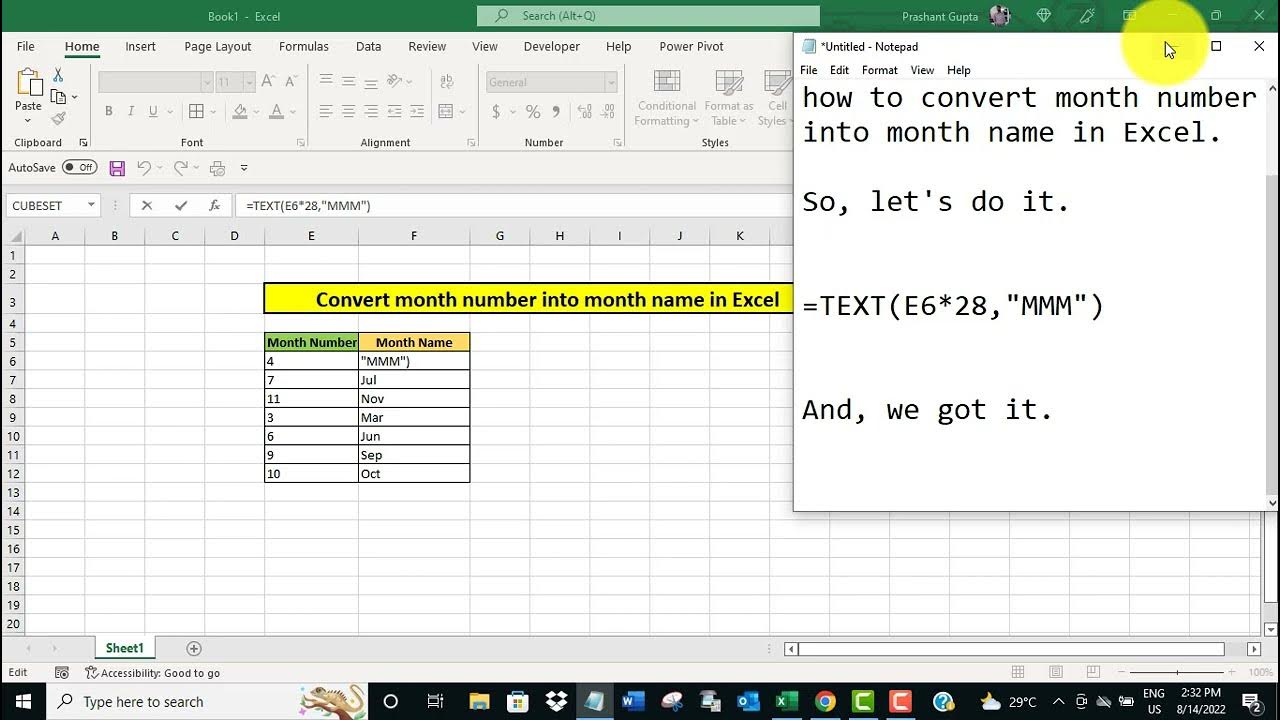 Convert Month Number Into Month Name In Excel YouTube convert-month-number-into-month-name-in-excel-youtube