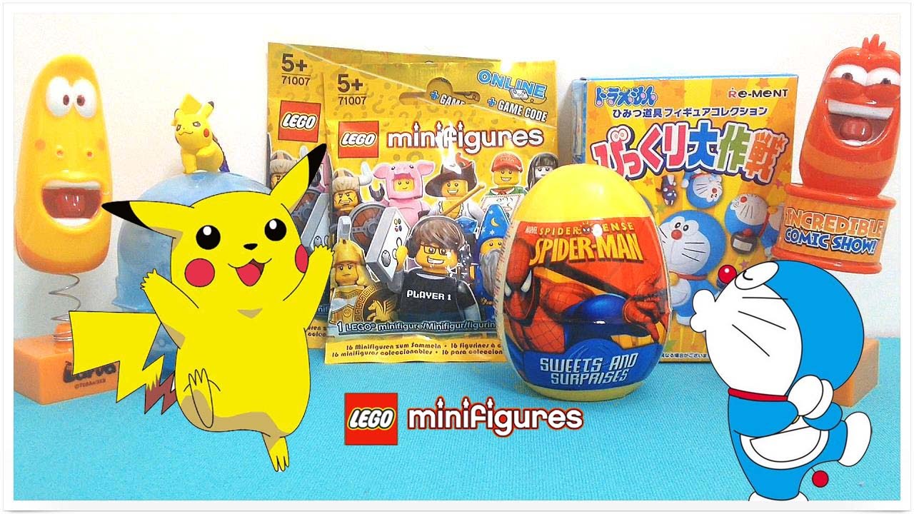 Surprise Eggs Toy Lego minifigures Spiderman Larva Doraemon Pokemon Toy ...