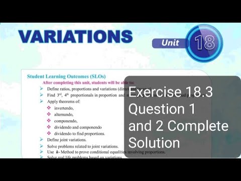 Exercise 18.3 Unit 18 Part 1 Variation New Mathematics Book - YouTube