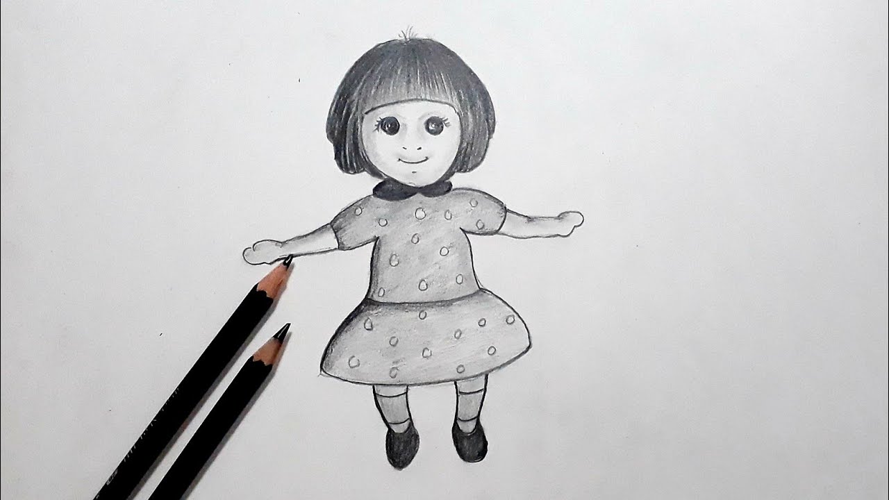 How to draw doll step by step so easy - YouTube