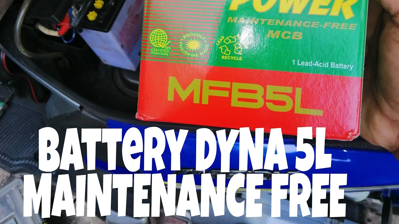 BATTERY DYNA POWER 5L MAINTENANCE FREE - YouTube