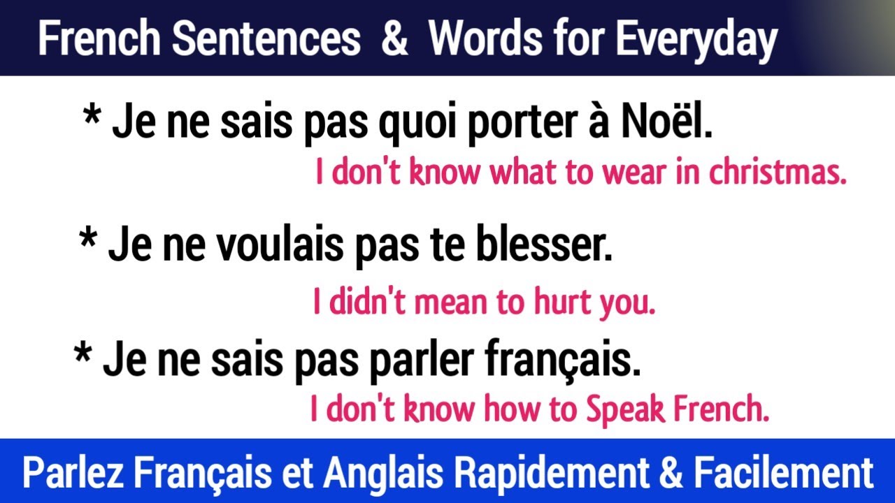 French Sentences & Words for Everyday Conversation | Parlez Français et ...