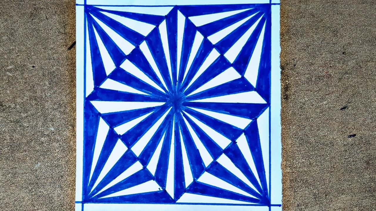 How to Draw Geometric Square Design - YouTube