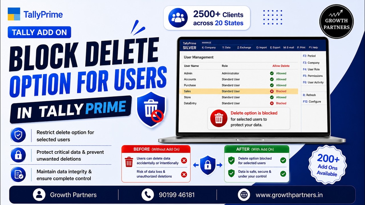 Block Delete Option For Users - Tally Add On - English - YouTube