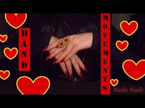 ASMR - GENTLE HAND MOVEMENTS WITH RED POLISH AND NATURAL LONG NAILS ...