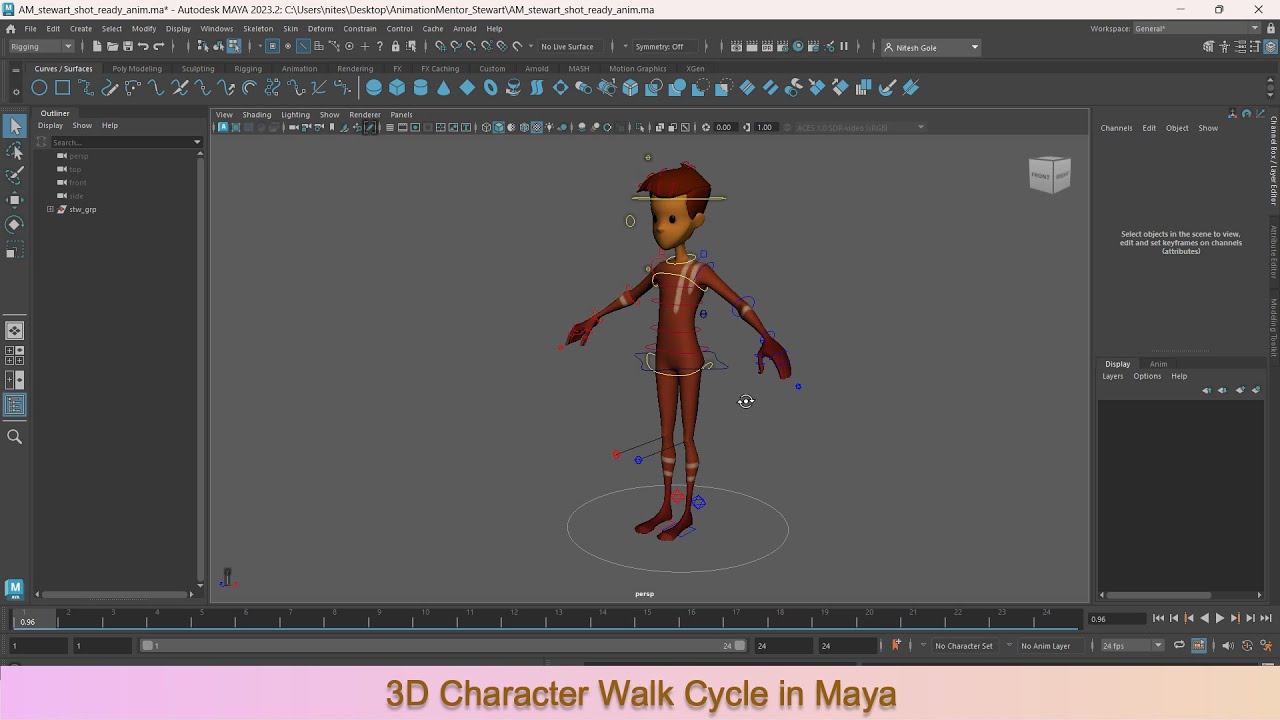 3D Character Walk Cycle in Maya 2022 - Part I - YouTube