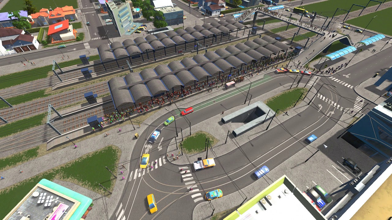 Cities Skylines - Train to Tram Transfer ( 시티즈 스카이라인 - 광역철도 트램 환승 ...