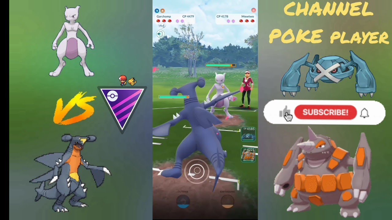 Mewtwo master league pokemon go pvp Machamp Metagross VS Garchomp ...