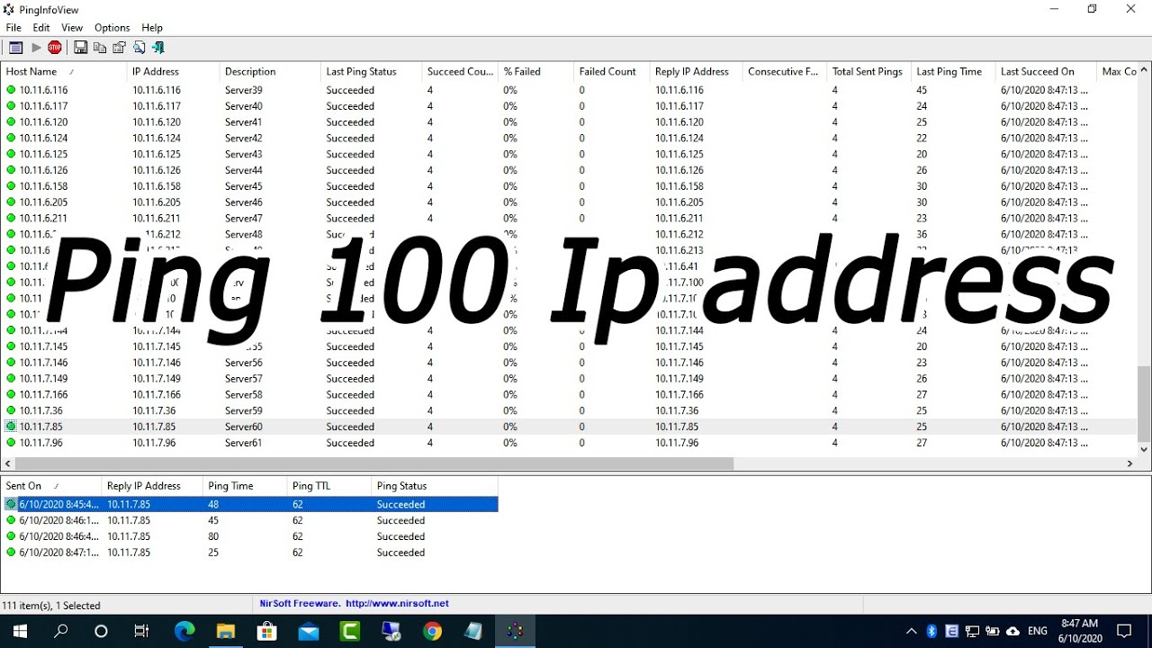 Ping 100 ip address at the same time | NETVN - YouTube