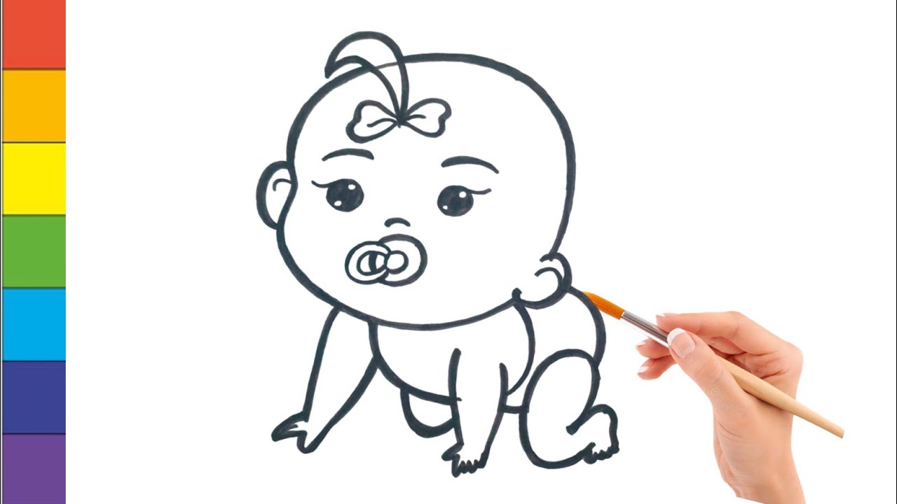 How to Draw A Cute Baby | Cute Baby Drawing, Painting & Coloring for ...