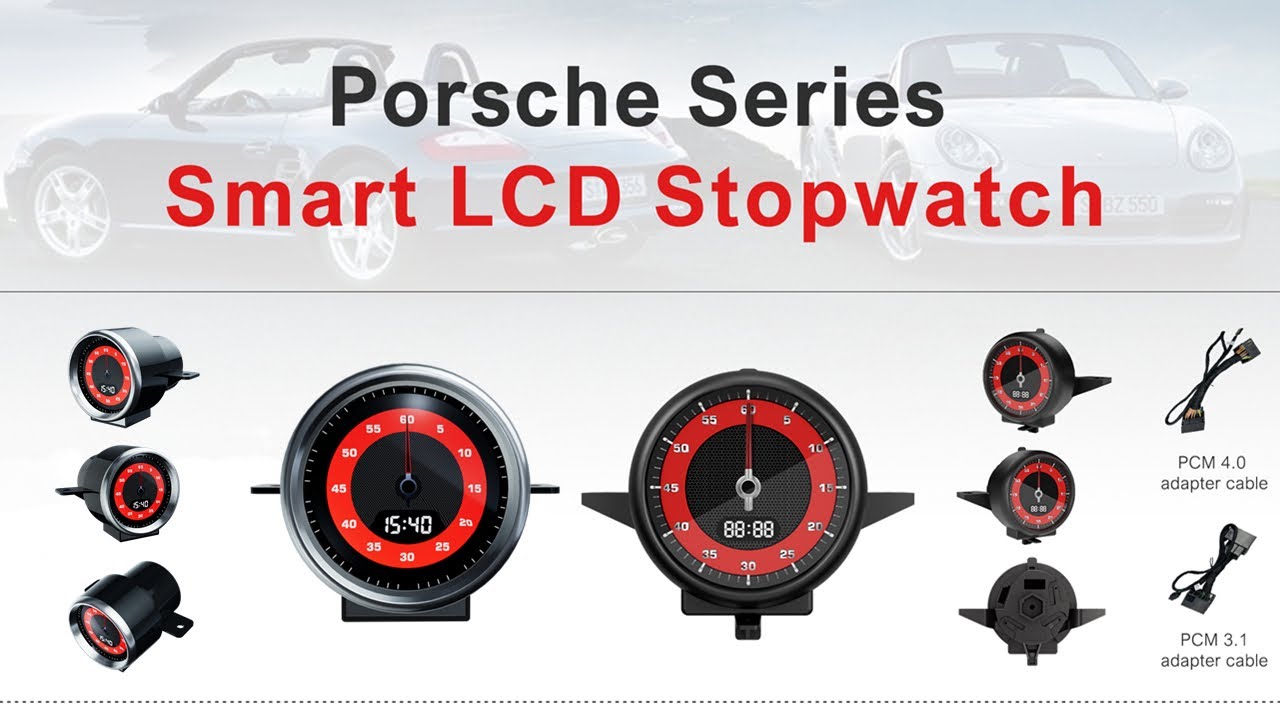 Sport Chrono Smart LCD Stopwatch Digital Clock Upgrade for Porsche ...