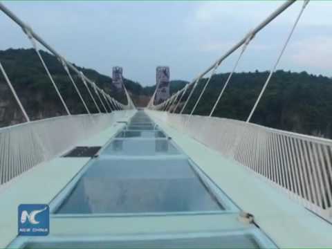 Aerial view: world's longest glass bridge to receive visitors - YouTube