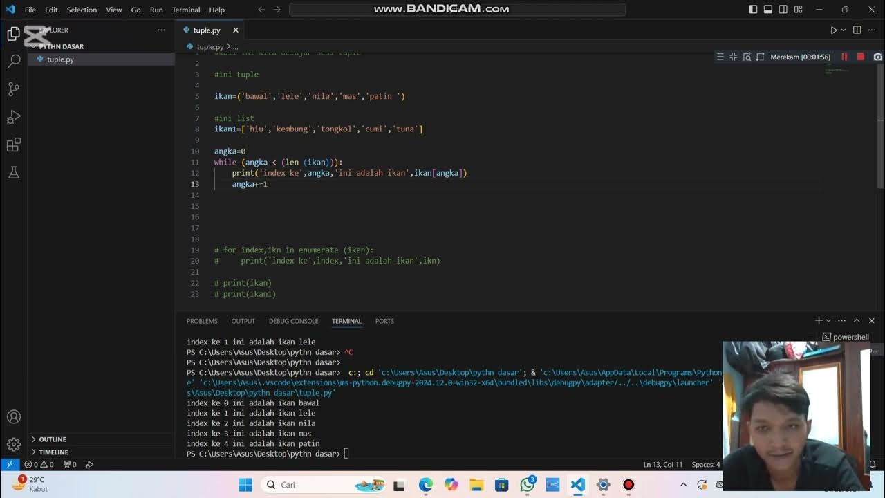 sesi belajar tuple - YouTube