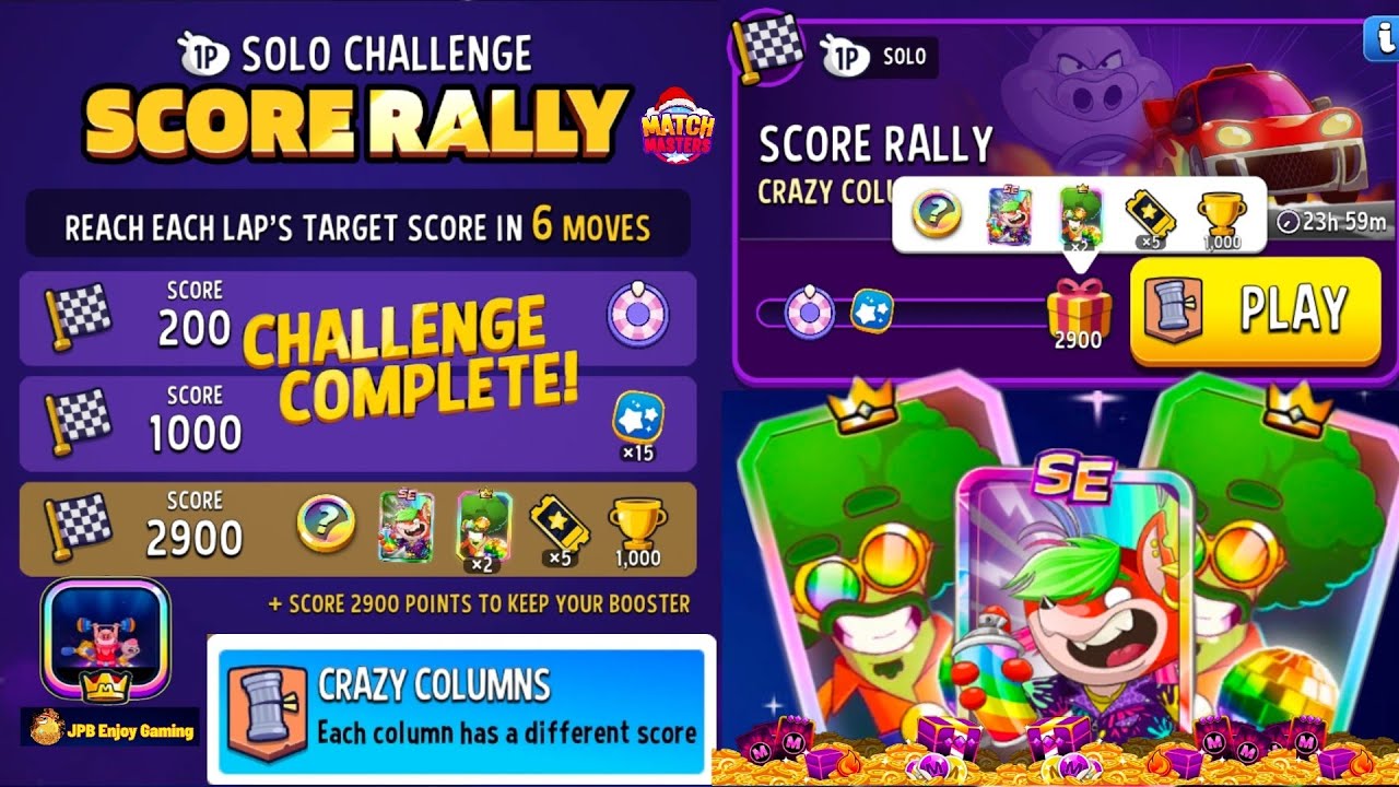 Solo Challenge Score Rally 6 move Crazy Columns 2900 Score Match ...