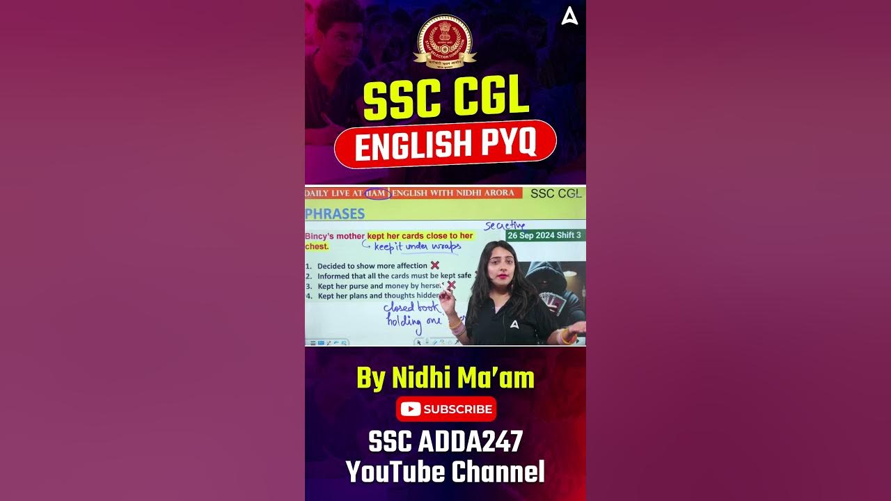 SSC CGL English PYQ by Nidhi mam | CGL English Previous Year Question | SSC ADDA247 - YouTube