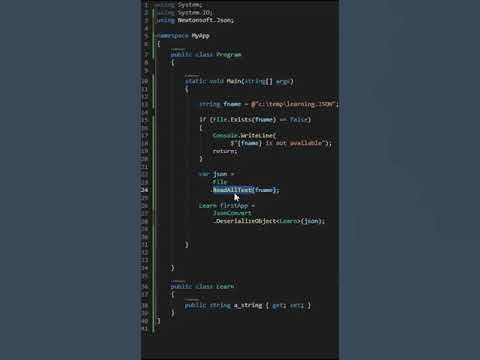 C#:(#8) Deserialize JSON into C# Class Object. Newtonsoft. #shorts - YouTube