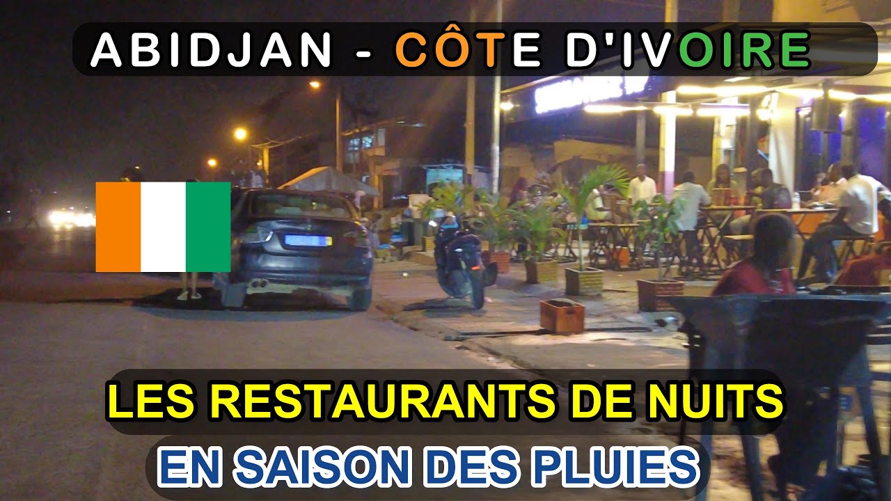 Un peu de commerce de Nuit à ABIDJAN en Semaine, en Saison des PLUIES ...