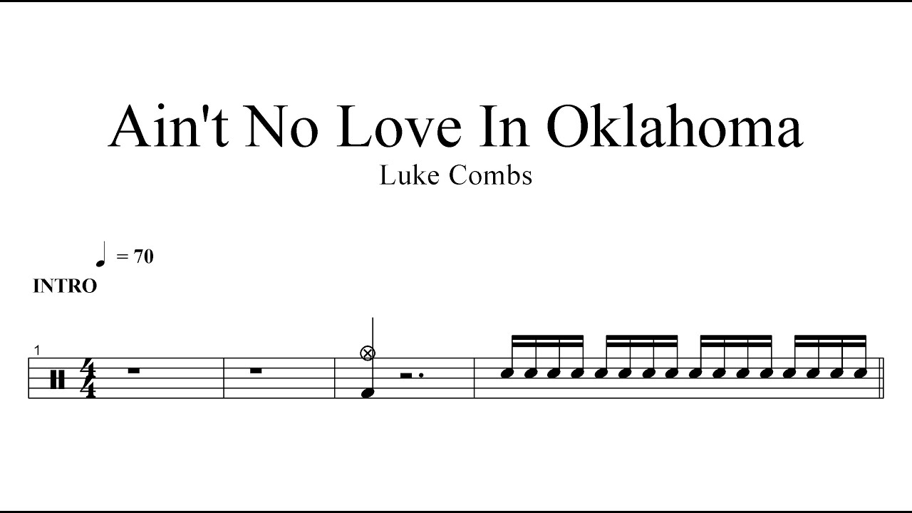 Luke Combs-Ain't No Love In Oklahoma | Drum Sheet Music - YouTube