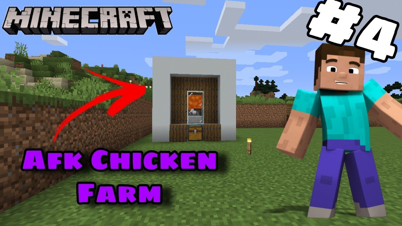 I made afk cooked chicken farm. | Minecraft survival gameplay #4 ...