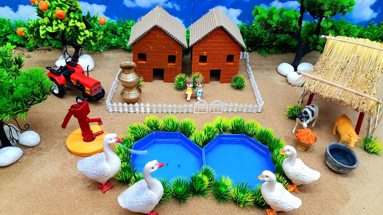 DIY mini farm diorama with cattle animals|diytractor | how to make cow ...