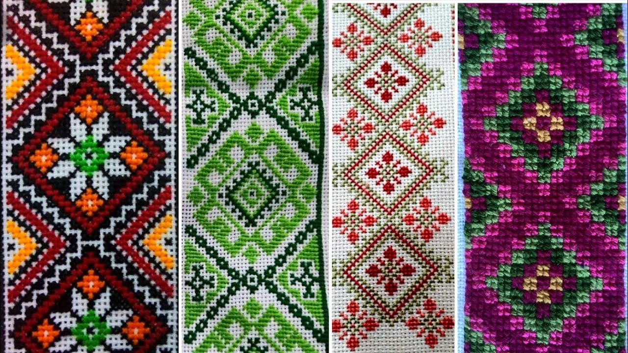 Simple & Easy Cross Stitch or Dosuti Border Design || Easy to Copy ...