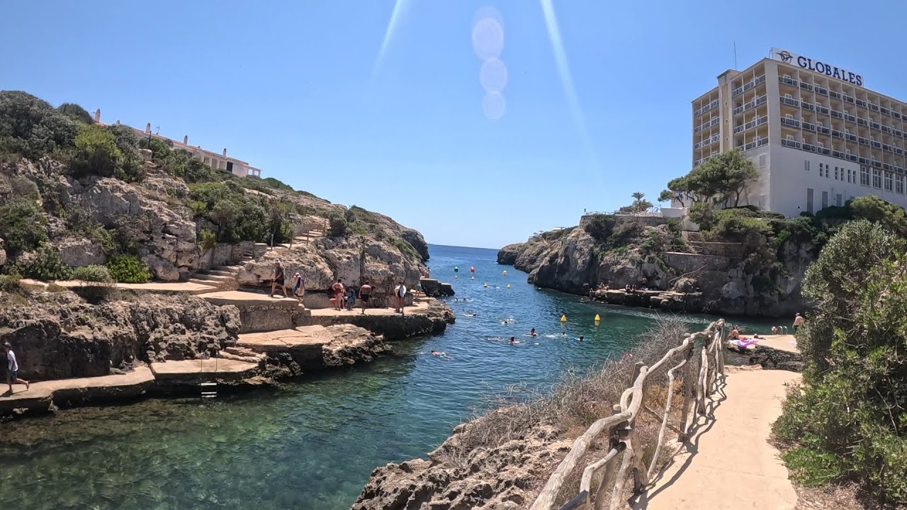 Menorca Walking Tour Spain, 4K Cala En Forcat Beach and Hotel Globales ...