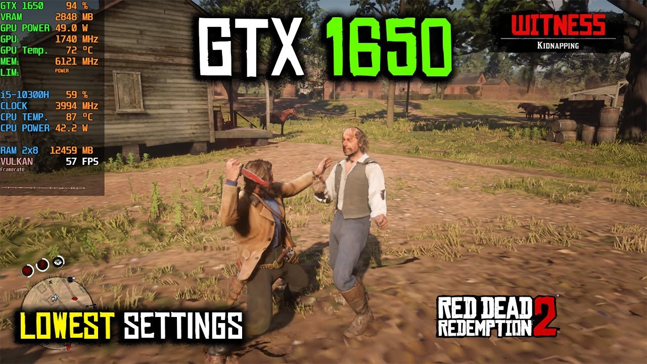 GTX 1650 + i5 10300H - Red Dead Redemption 2 - Lowest Graphics 1080p ...