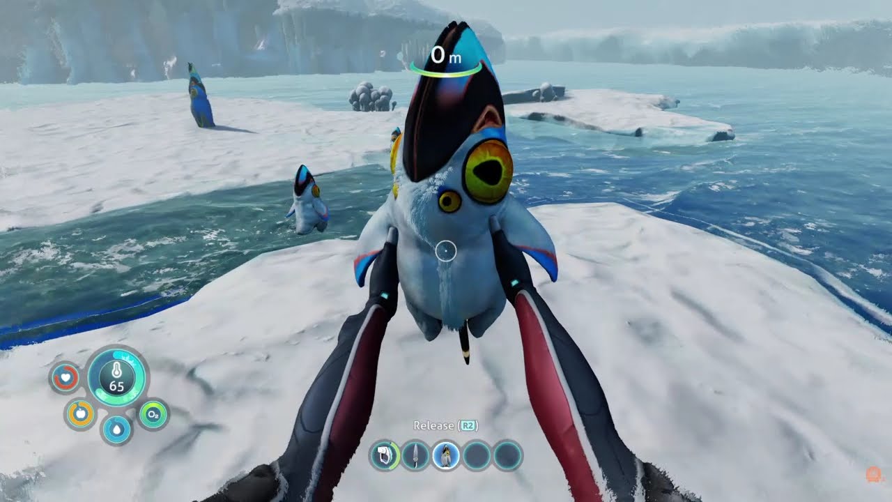 Subnautica Below Zero pengwing and baby pengling ! alien penguins are ...