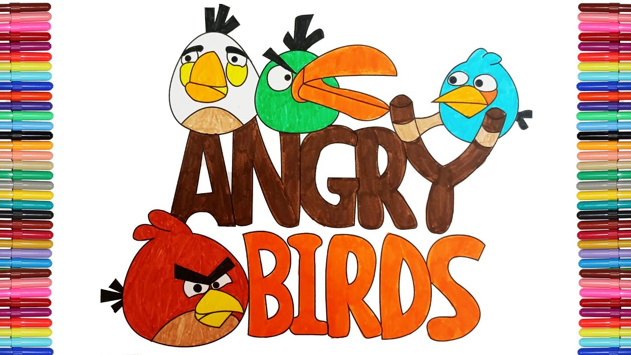 ANGRY BIRDS Drawing and Coloring Pages | How to draw and color ANGRY ...