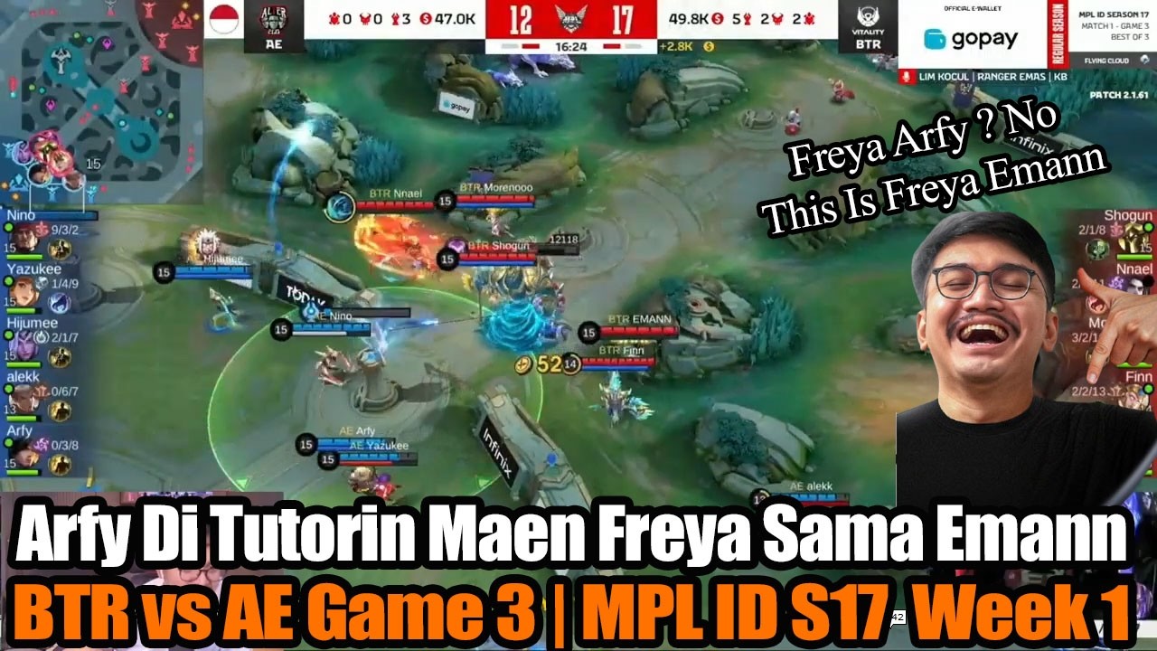 Arfy Di Tutorin Maen Freya Sama Emann | BTR vs AE Game 3 | MPL ID S17 ...