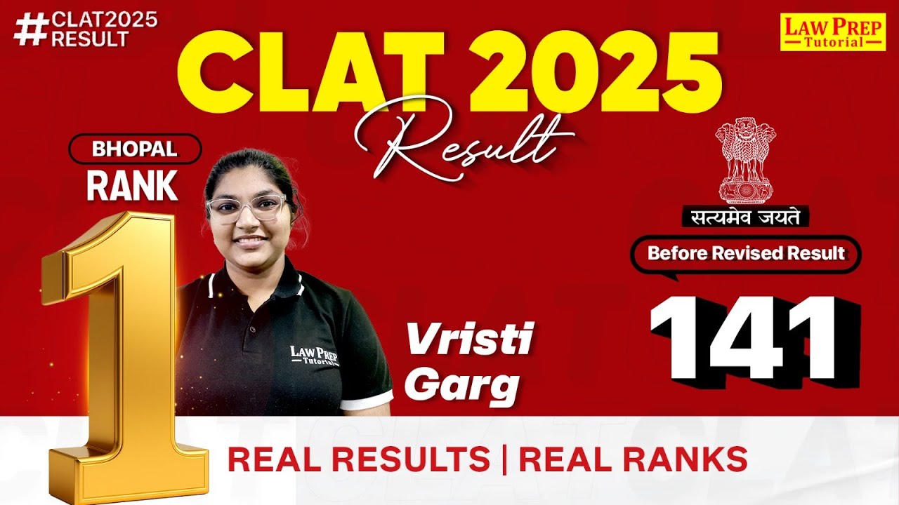 CLAT 2025 Result | AIR 67 (Rank 1 in Bhopal) | Vristi Garg | CLAT 2025 ...