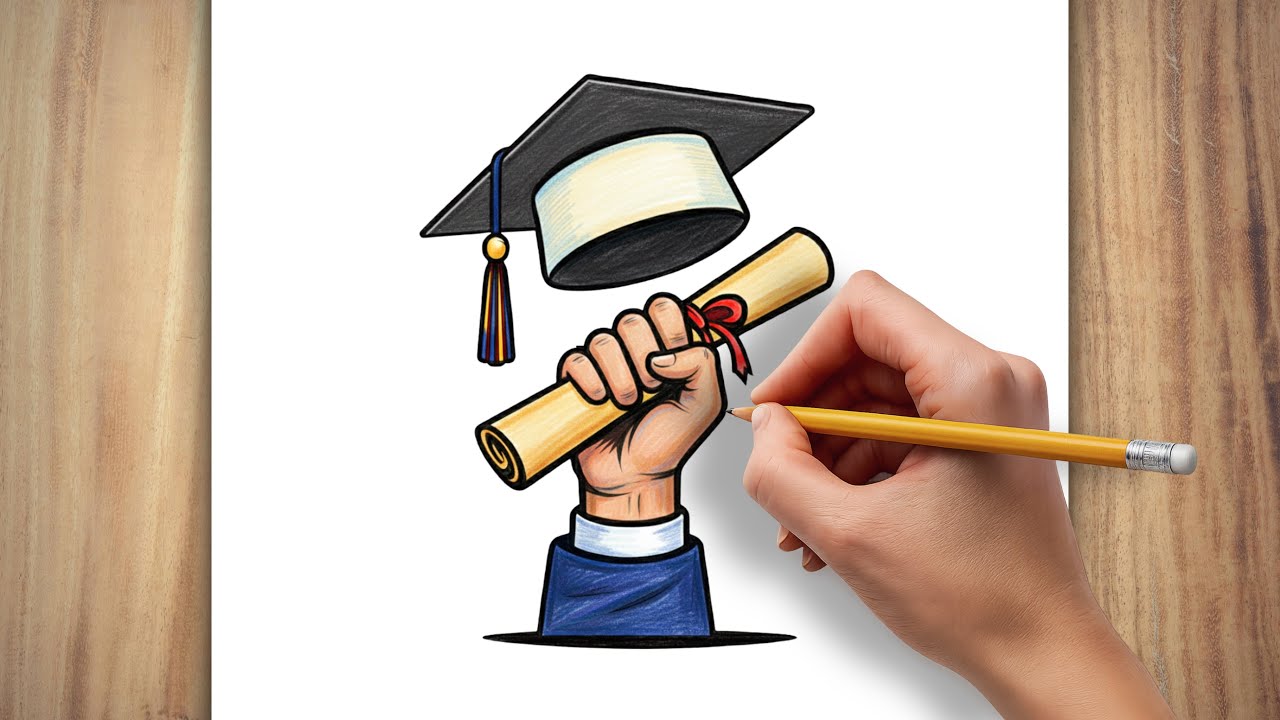 How To Draw Graduation Cap and Diploma - YouTube