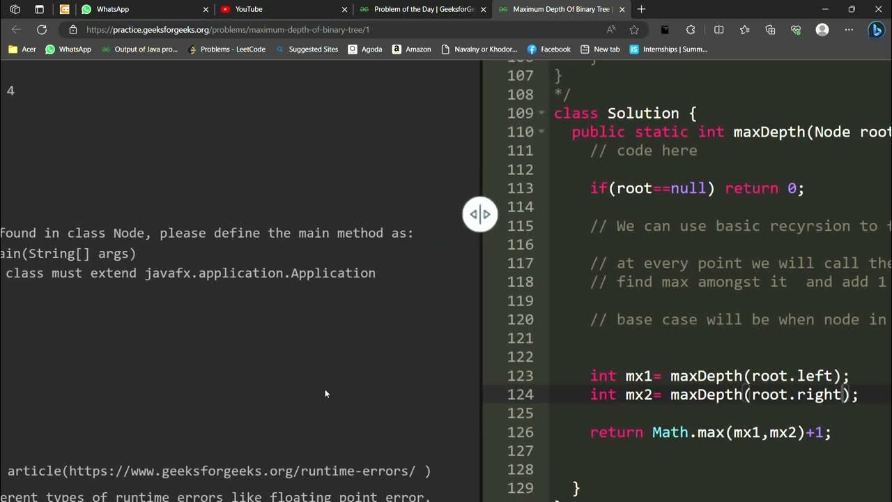 Maximum Depth Of Binary Tree Practice Geeksforgeeks Coding Java Codingisfun Programming Gfg