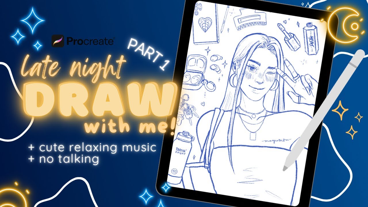 late night draw with me ☾ | relaxing cute music (30 mins) + sketching ...