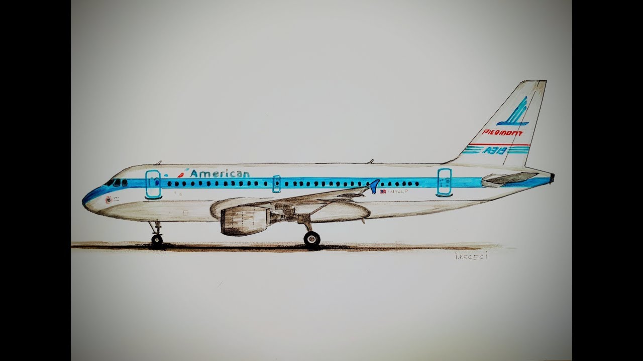SPEED DRAWING,American Airlines,Airbus A319 - YouTube